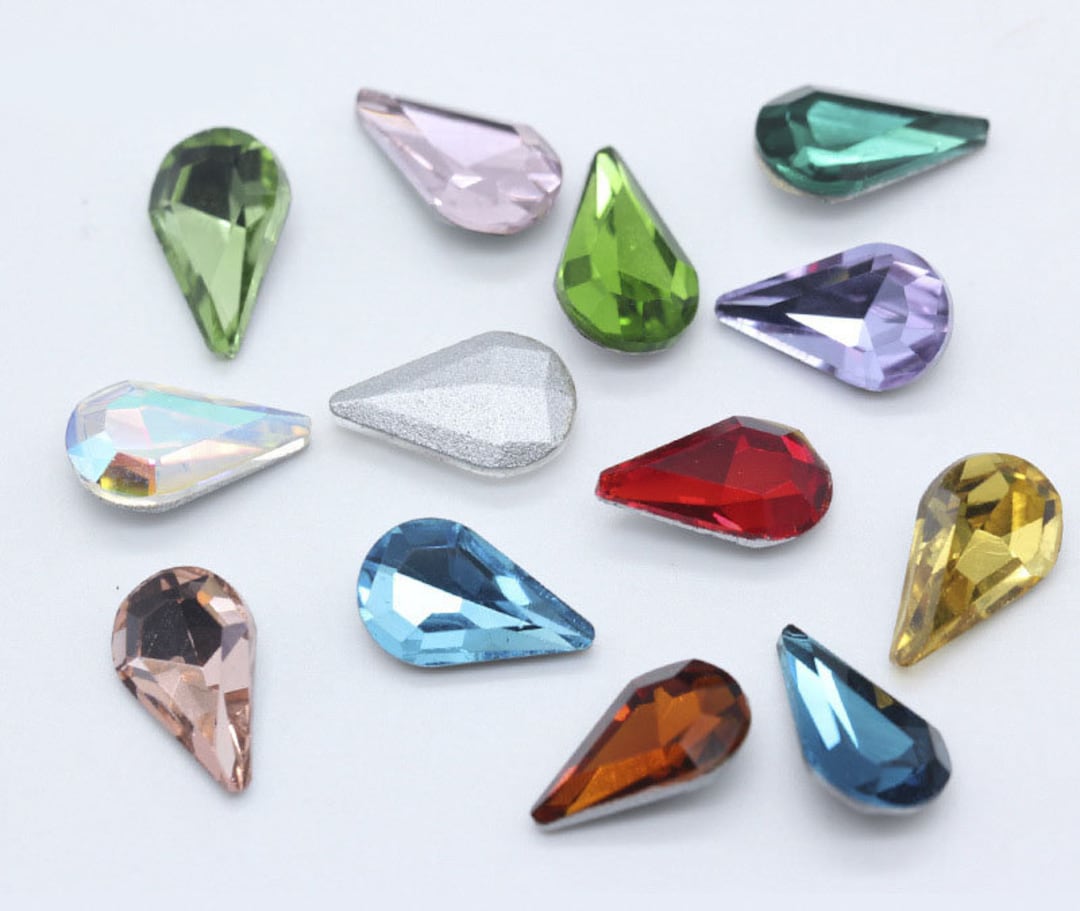 Teardrop Rhinestone Crystals: Pear Shape Glass Gems (6x10mm, 8x13mm) - Etsy