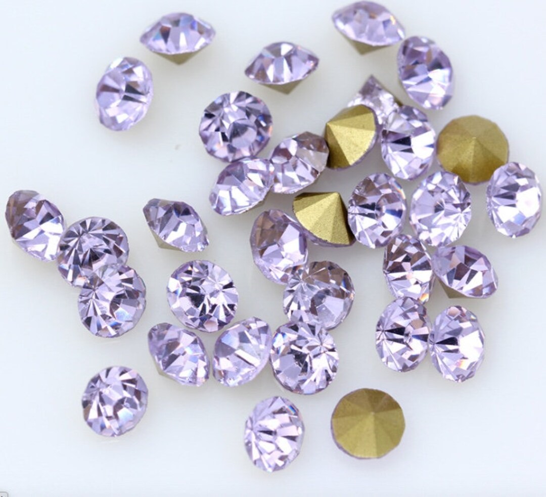 Violet Chatons Pointed Back Crystal Rhinestones Glass Loose Beads Light ...