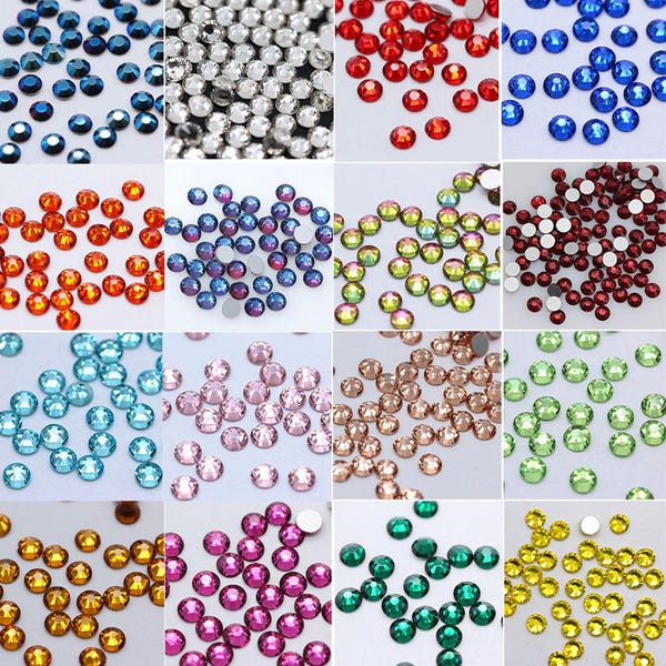 Rhinestone Gold Flat Back Loose Beads 1000PCS 6mm Rhinestones Bulk Pack ...