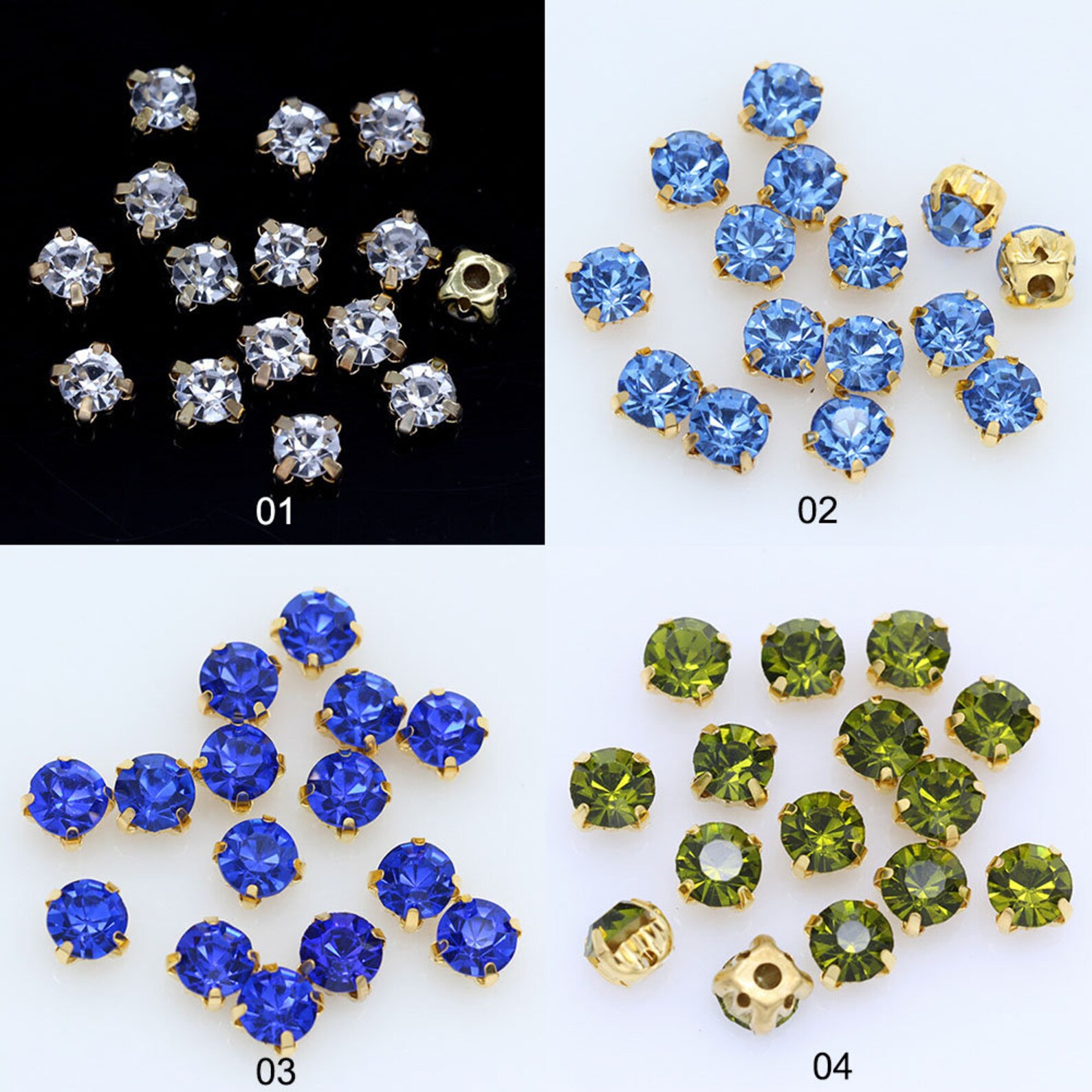 100pcs 5mm Montees Sew on Rhinestone Gold Setting Crystal | Etsy