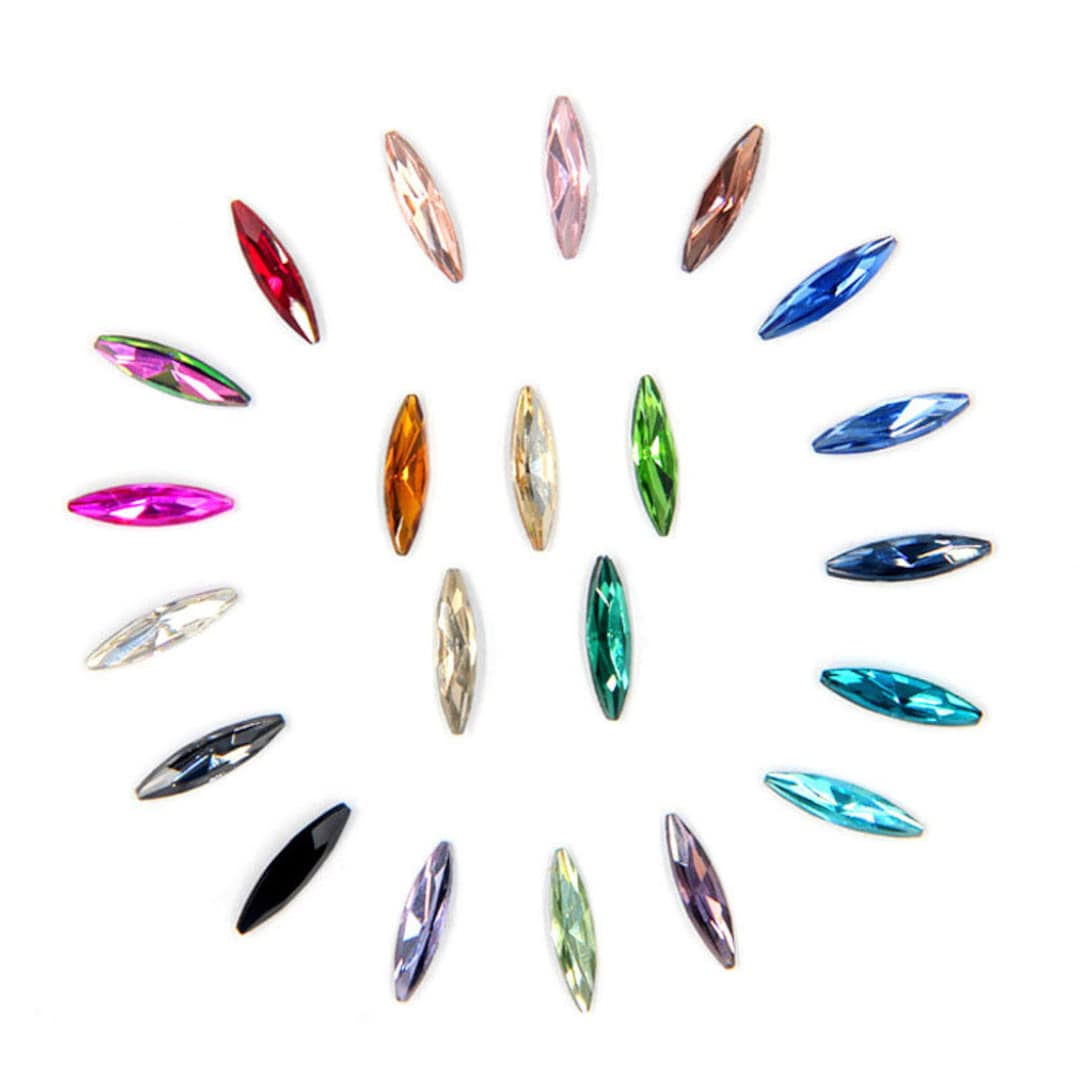 15x4mm 11x3mm Navette Rhinestone Pointed Back Marquise Crystals Glass ...