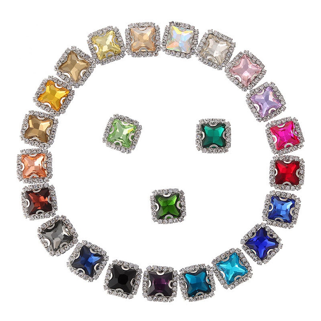 5 Square Rhinestone Cabochons: Crystal Glass Bling Embellishments - Etsy