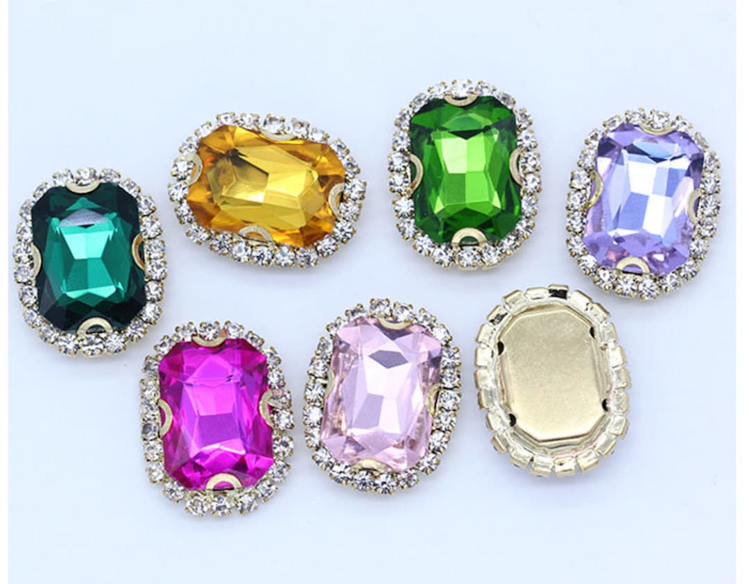 Octagon Sew on Rhinestone Cabochon: Crystal Glass Gems (13x18mm ...