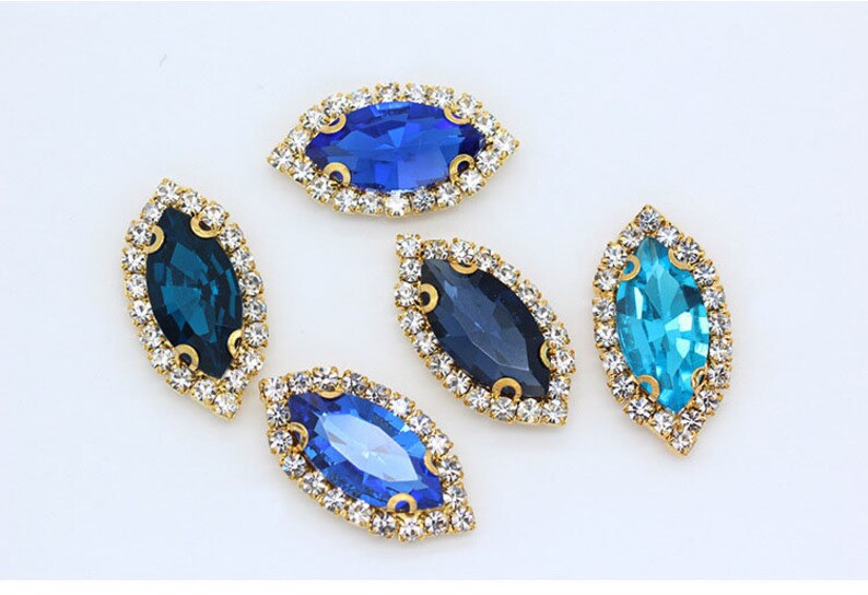 7x15mm Navette Rhinestone Sew on Crystals Bling Embellishment - Etsy