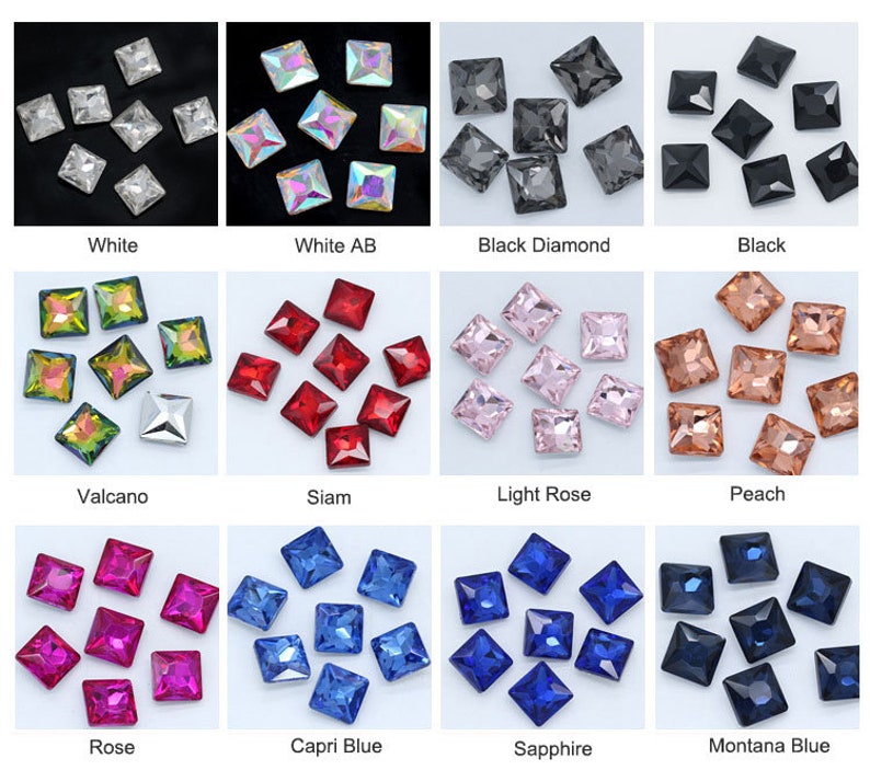 Square Point Back Rhinestones: Crystal Glass Embellishment Gems (2-6mm ...