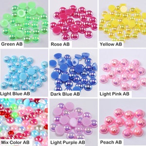 AB Color Flatback Pearls Half Round Cabs Mix Size Faux Pearls Loose ...