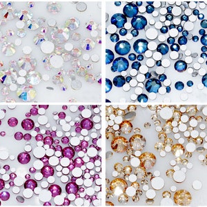 400pcs Mixed Size Rhinestone Flat Back Crystal Glass Rhinestones Loose ...