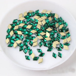 Rhombus Shape Flatback Rhinestone Glass Beads Crystal Loose Beads Bling ...