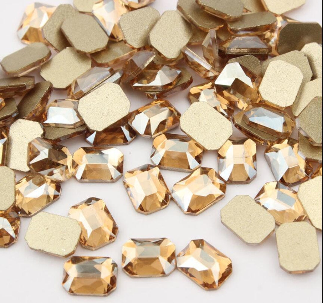 Crystal Rhinestone Gems: Rectangle, Octagon Flat Back Beads for Nail ...