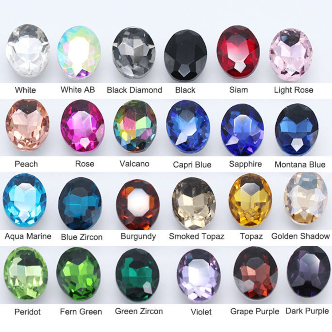 Oval Pointed Back Rhinestone: Crystal Glass Embellishment Gems (6x8mm ...