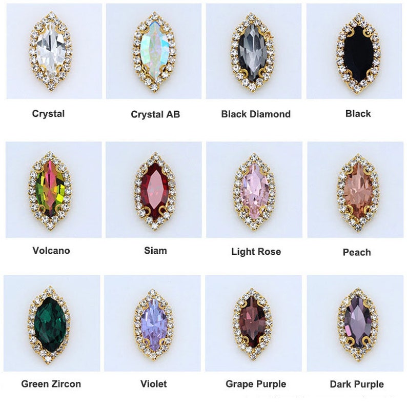 7x15mm Navette Rhinestone Sew on Crystals Bling Embellishment - Etsy