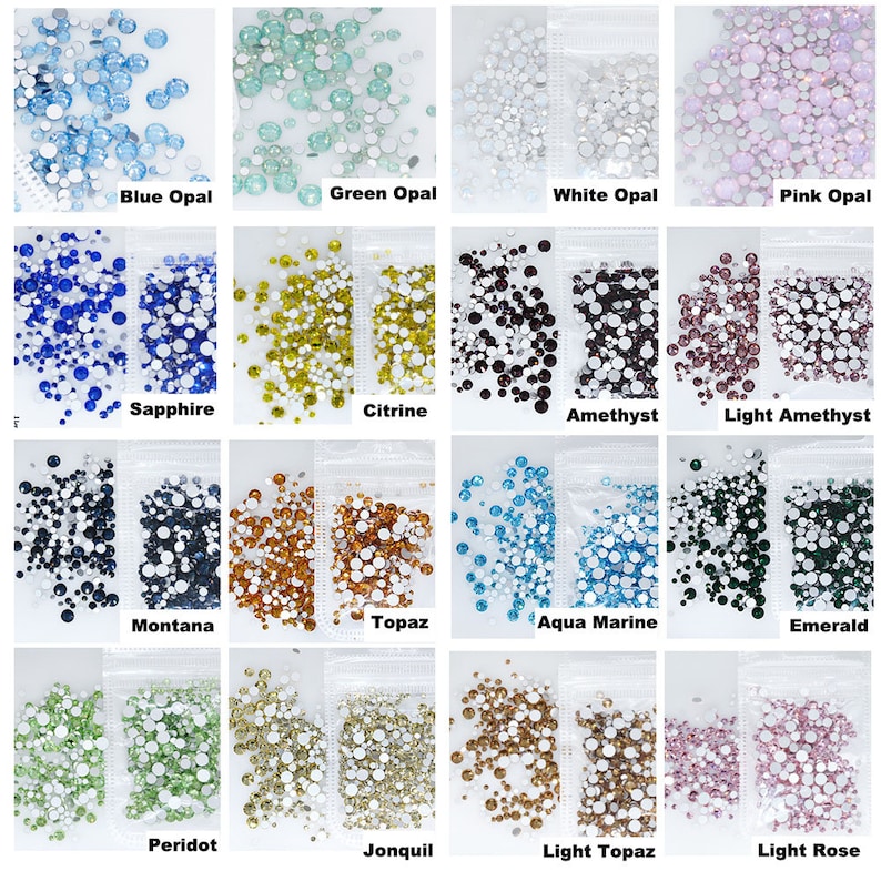 1440pcs Mixed Size Pack Rhinestone Flatback Crystal Glass | Etsy