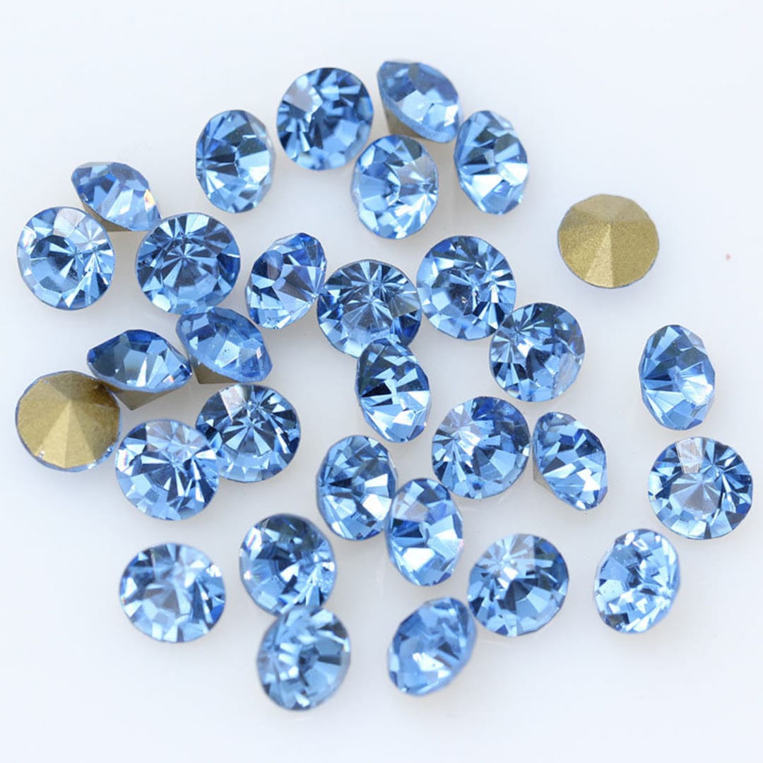 Light Blue Chatons Pointed Back Rhinestones Loose Beads Jewelry Making ...