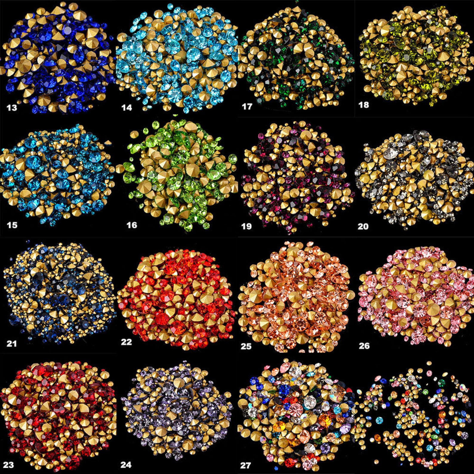 200pcs Mixed Size Rhinestone Pointed Back Crystals Jewelry - Etsy