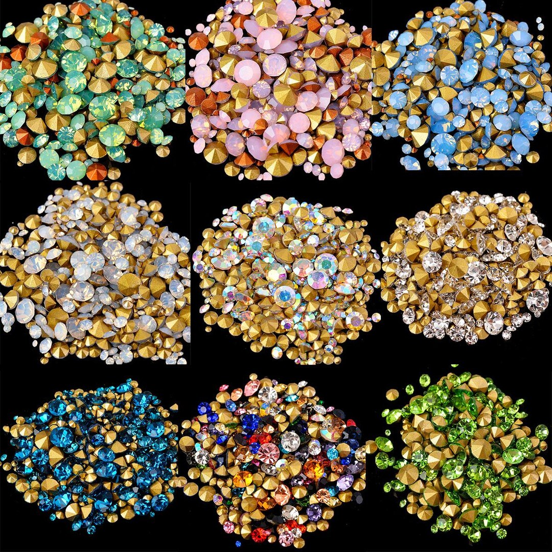 Mixed Size Pointed Back Rhinestones: Crystal Chatons, Jewelry Making - Etsy