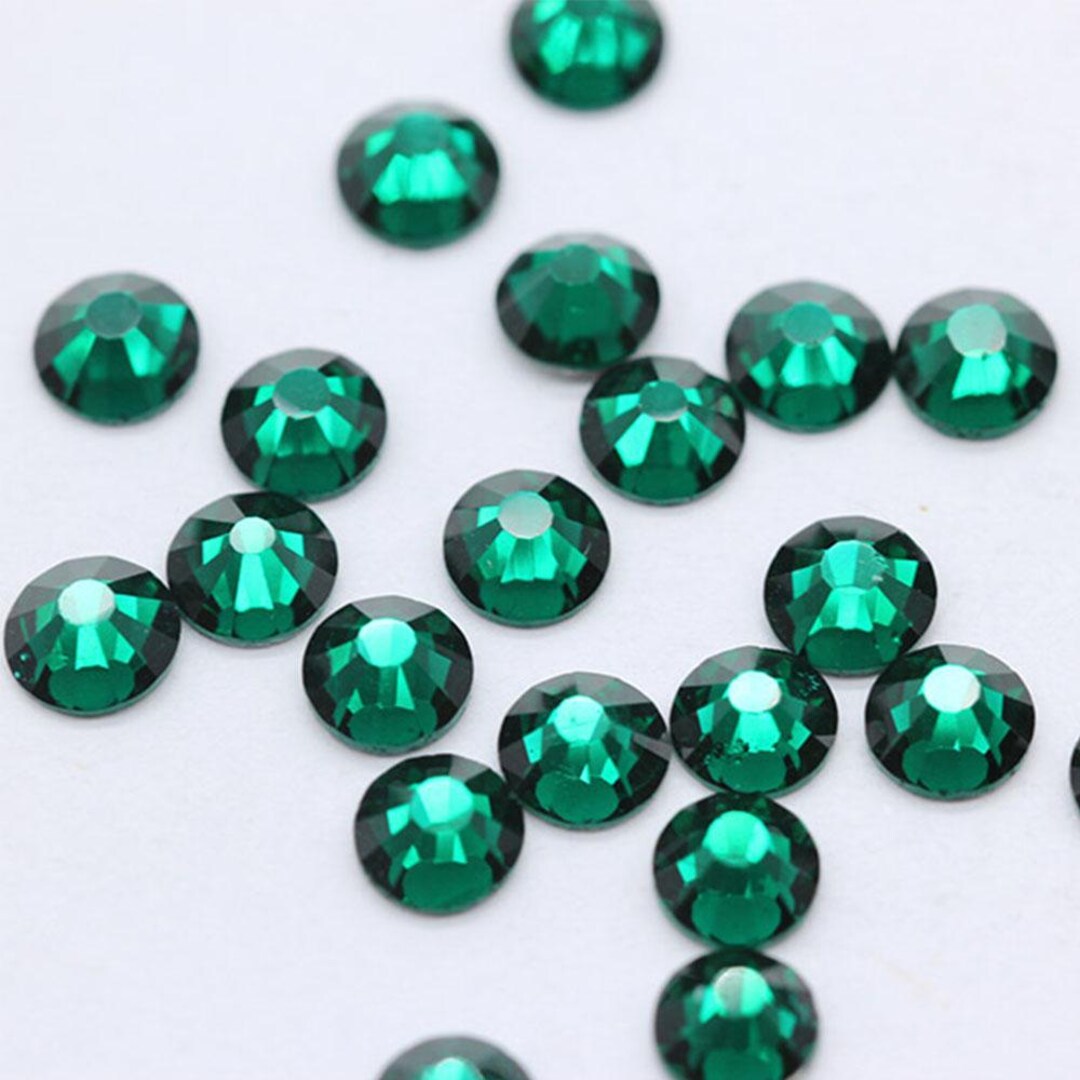 Emerald Flat Back Rhinestone Dark Green Crystal Glass Rhinestone Loose ...