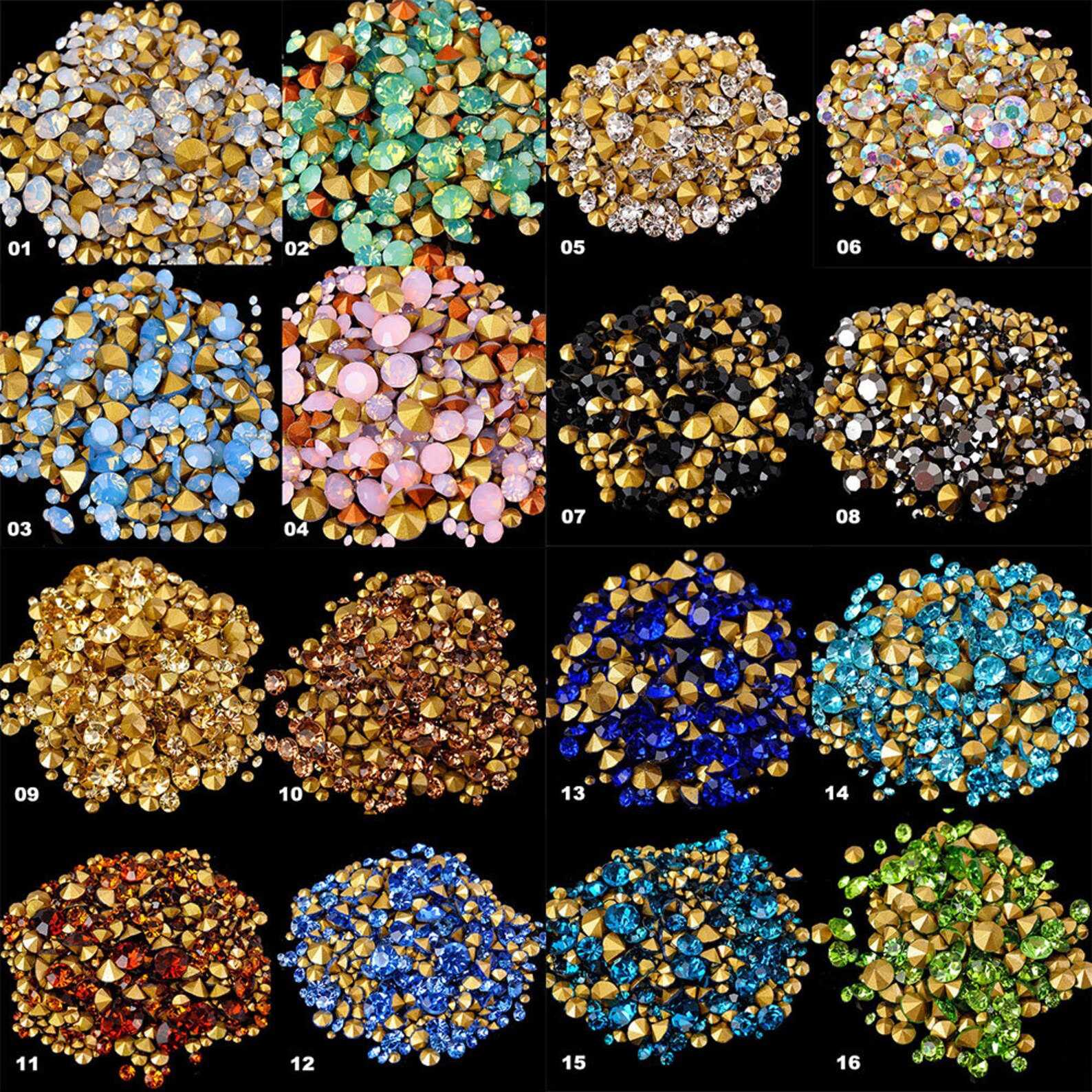 200pcs Mixed Size Rhinestone Pointed Back Crystals Jewelry - Etsy