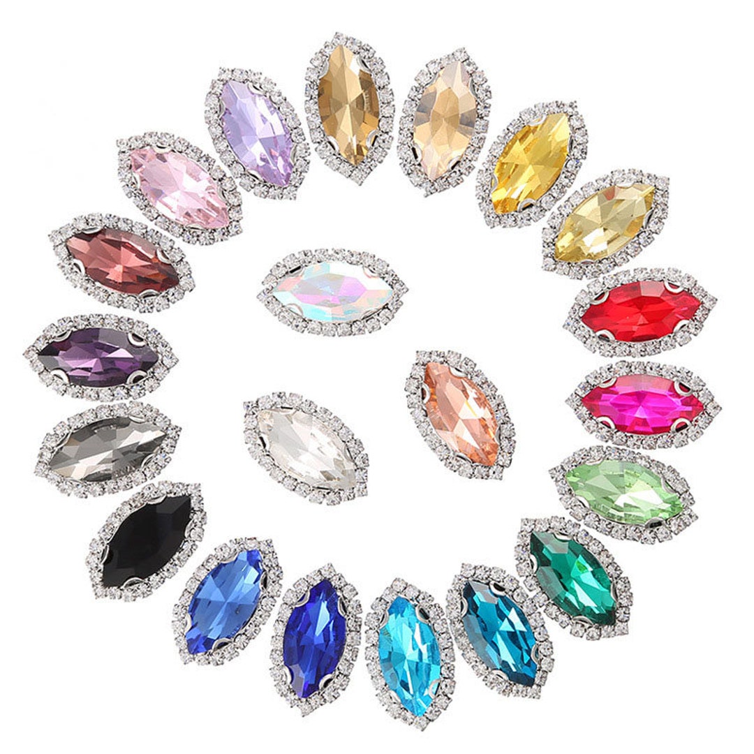 7x15mm Navette Rhinestone: Sew on Marquise Crystal Embellishment - Etsy