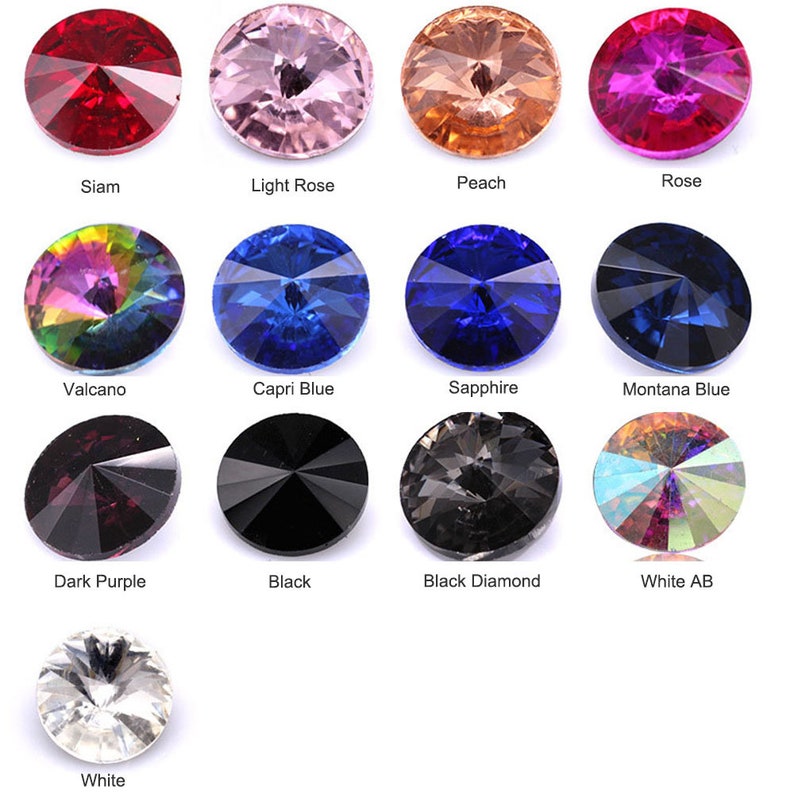 Rivoli Rhinestone Beads: 12mm/14mm Pointed Back Crystal Gems - Etsy
