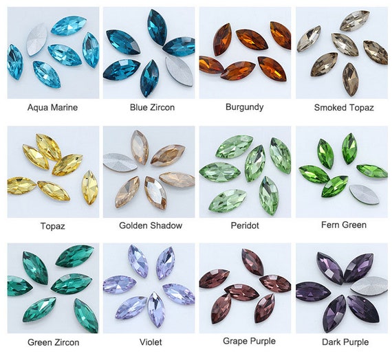 Navette 6x12mm4x8mm Rhinestone Pointed Back Crystals Marquise - Etsy