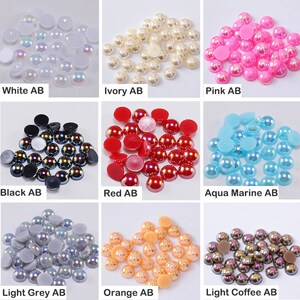 AB Color Flatback Pearls Half Round Cabs Mix Size Faux Pearls Loose ...