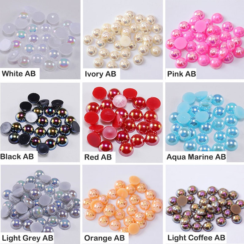 AB Color Flatback Pearls Half Round Cabs Mix Size Faux Pearls - Etsy
