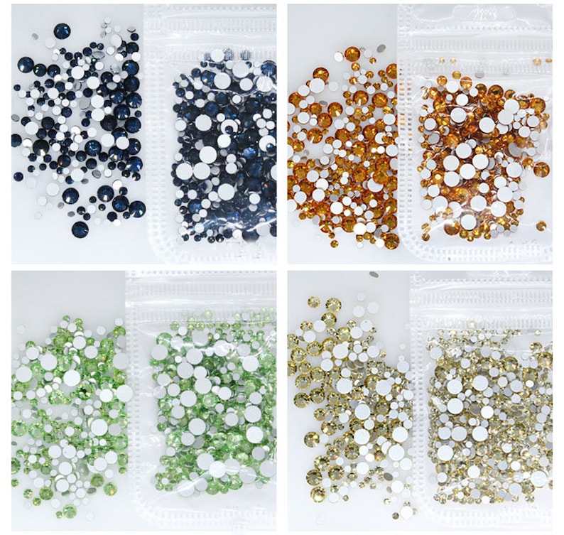 400pcs Mixed Size Rhinestone Flat Back Crystal Glass - Etsy