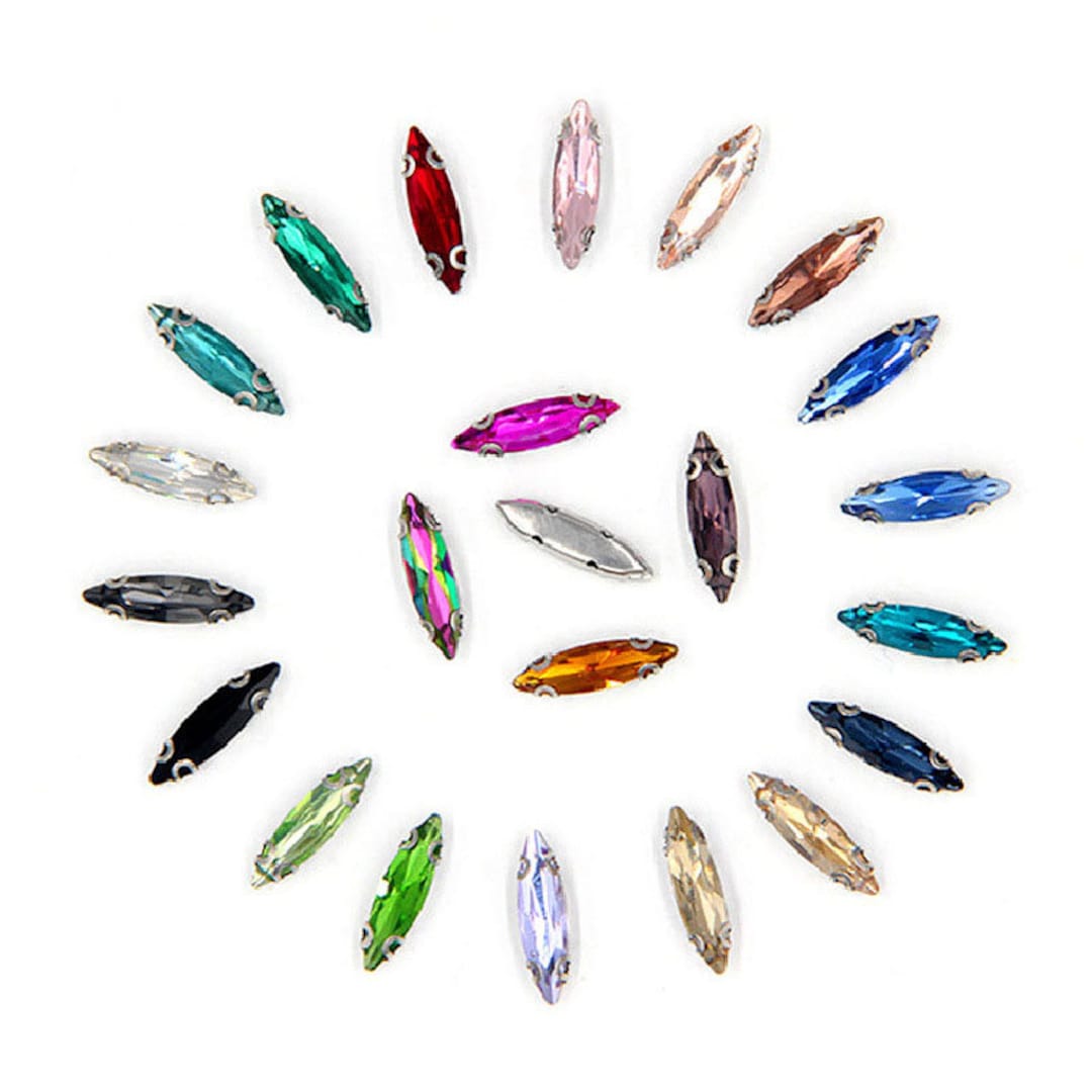 Navette 4x15mm Marquise Rhinestone Sew on Crystal Glass Beads Costume ...