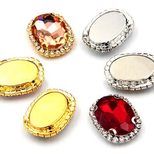 Oval Sew on Crystals Bling Embellishment Rhinestone Flat Back Sparkle ...