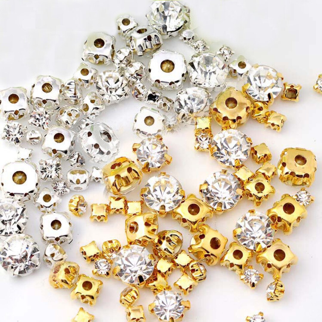 100 Crystal Clear Rhinestones: Sew on Round Chaton Montees, 3-5mm - Etsy