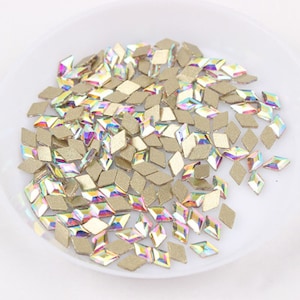 Rhombus Shape Flatback Rhinestone Glass Beads Crystal Loose Beads Bling ...