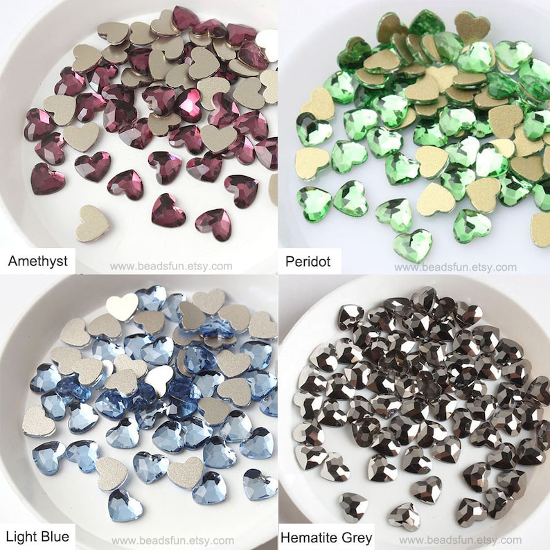 3mm Heart Shape Flatback Rhinestone Nail Art Glass Crystal - Etsy