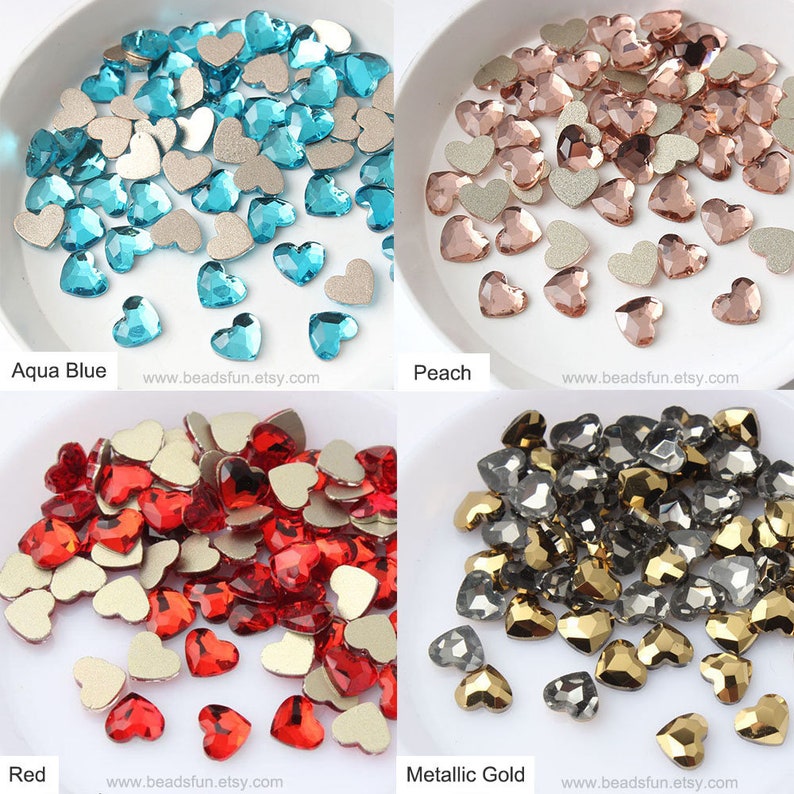 3mm Heart Shape Flatback Rhinestone Nail Art Glass Crystal - Etsy