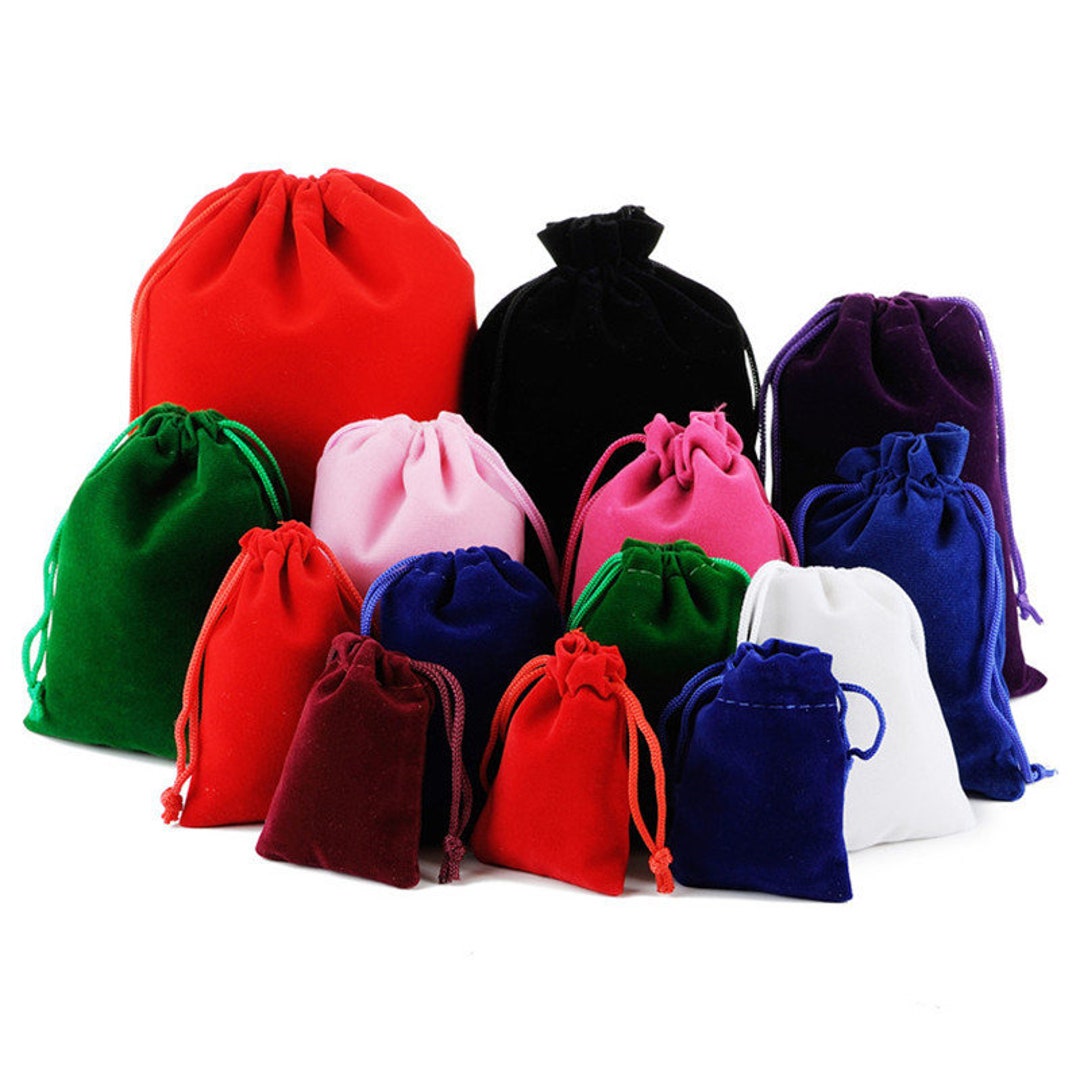 50pcs Velvet Bags Drawstring Jewelry Pouch Gemstone Crystals Jewelry ...