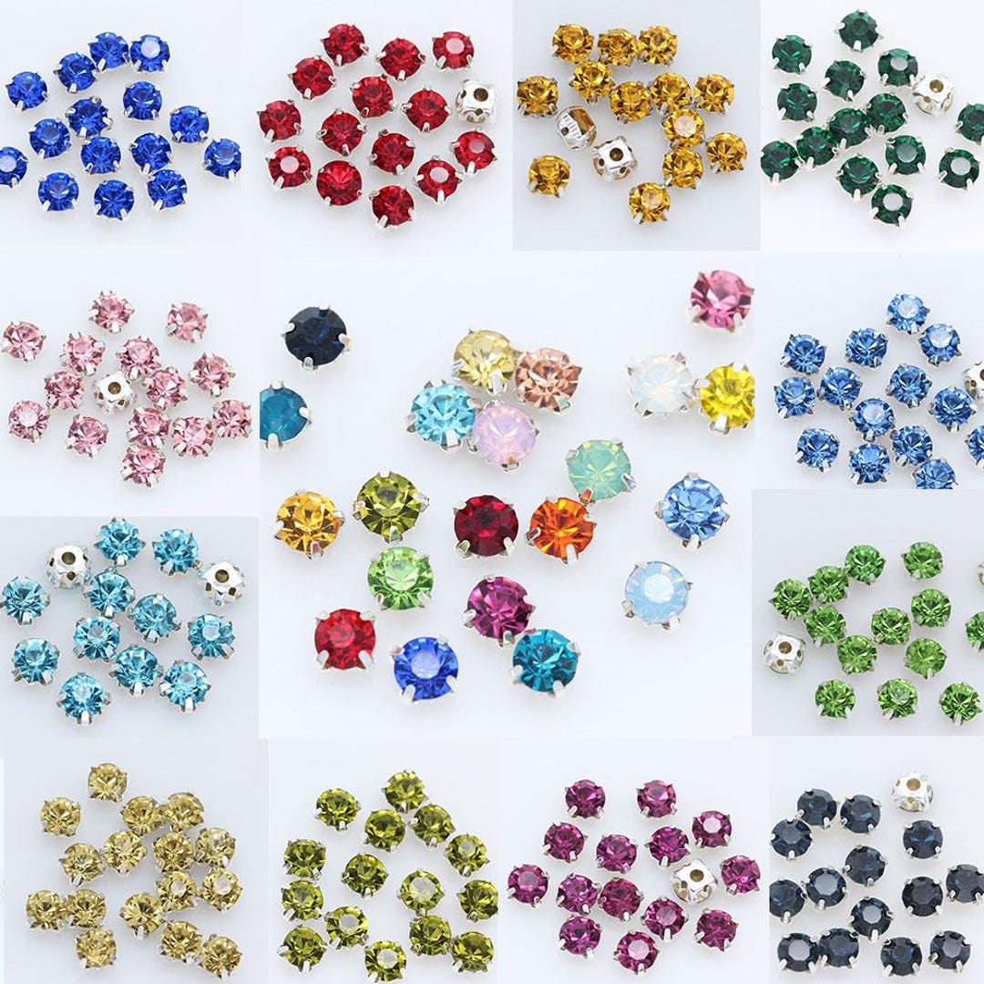 Sew on Rhinestones: 4mm Crystal Chatons With Silver Setting - 100pcs - Etsy