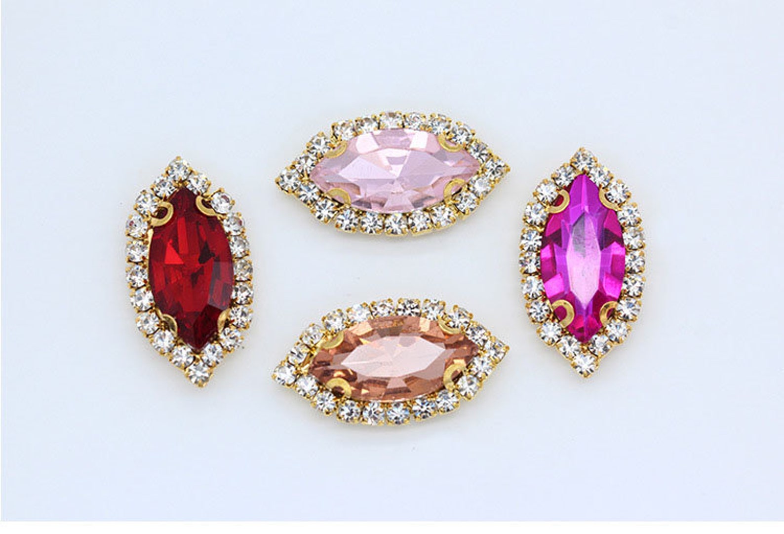 7x15mm Navette Rhinestone Sew on Crystals Bling Embellishment - Etsy