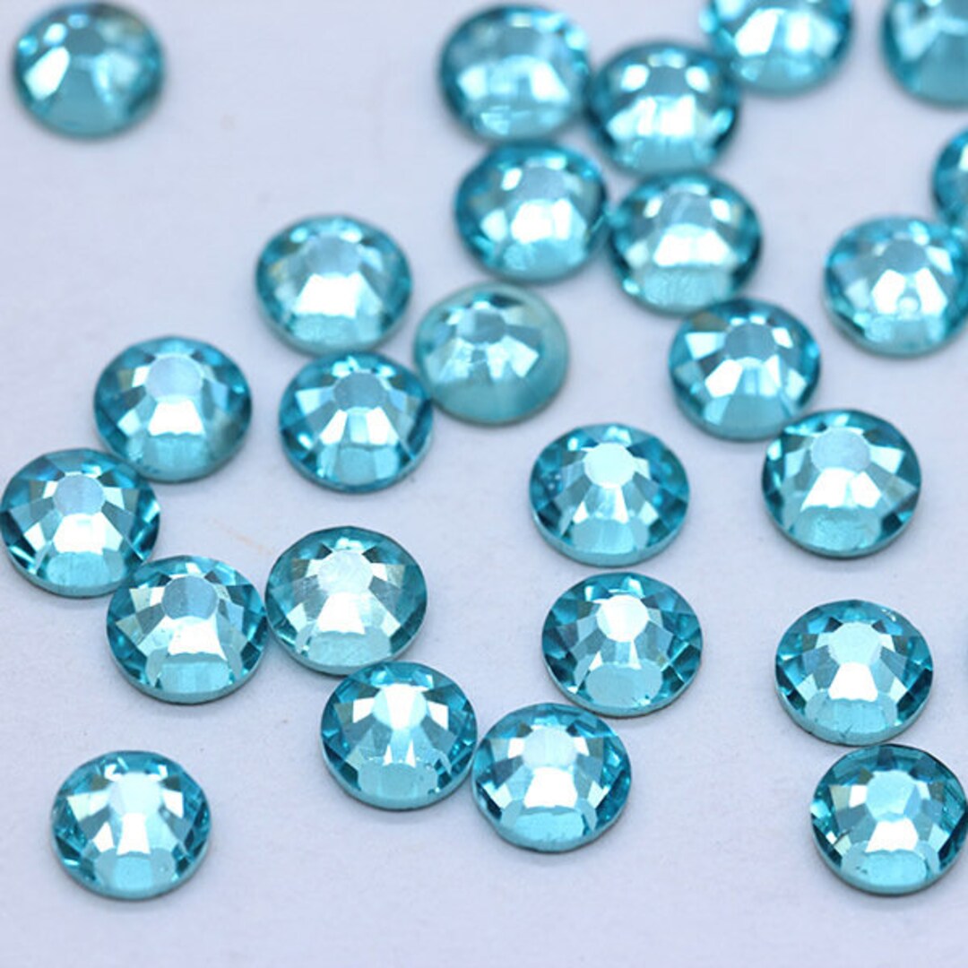 Aqua Marine Rhinestone Flat Back Glass Rhinestone Aqua Blue Crystal ...