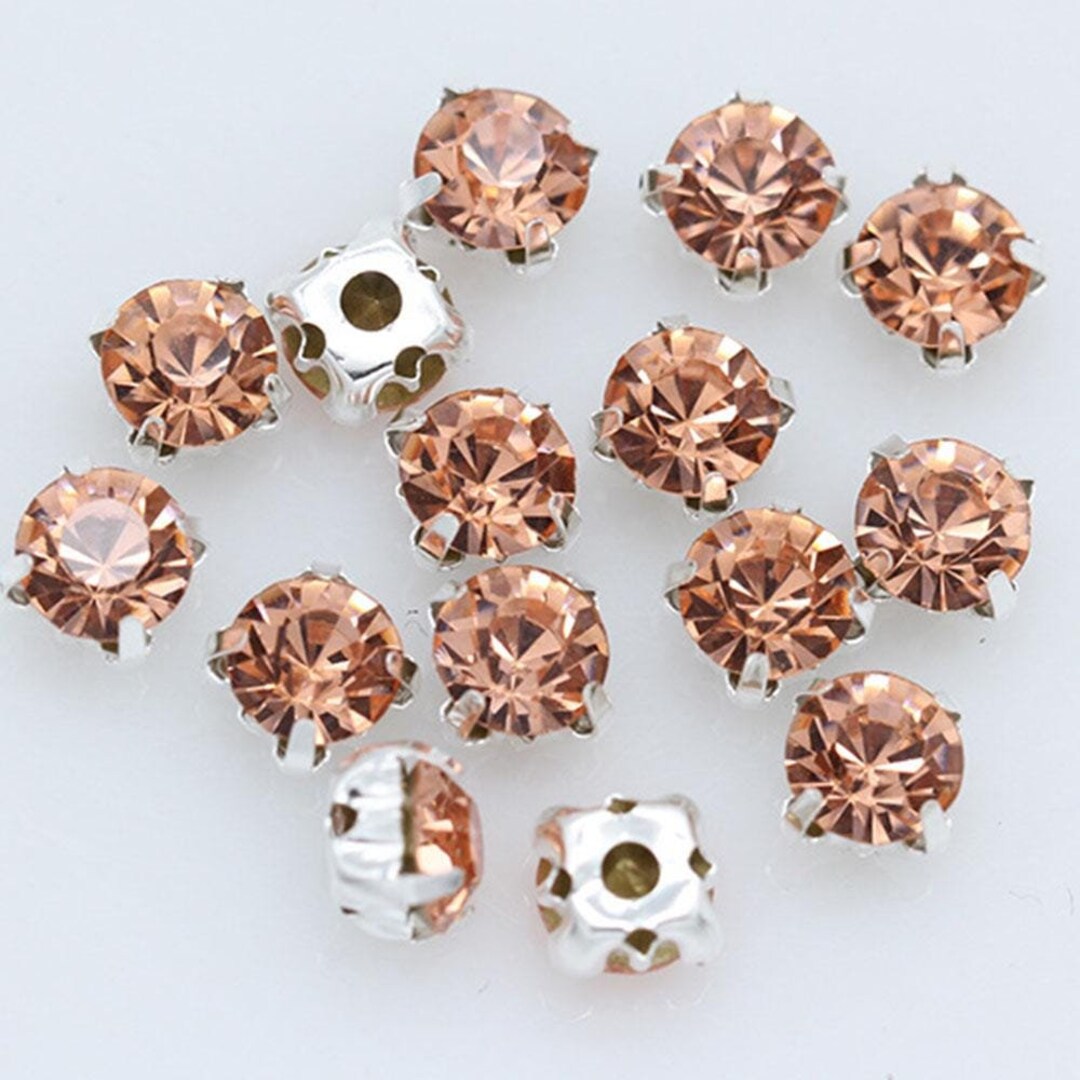 4mm Crystal Rhinestone Montees: Sew on Beads, Silver Setting (100pcs ...