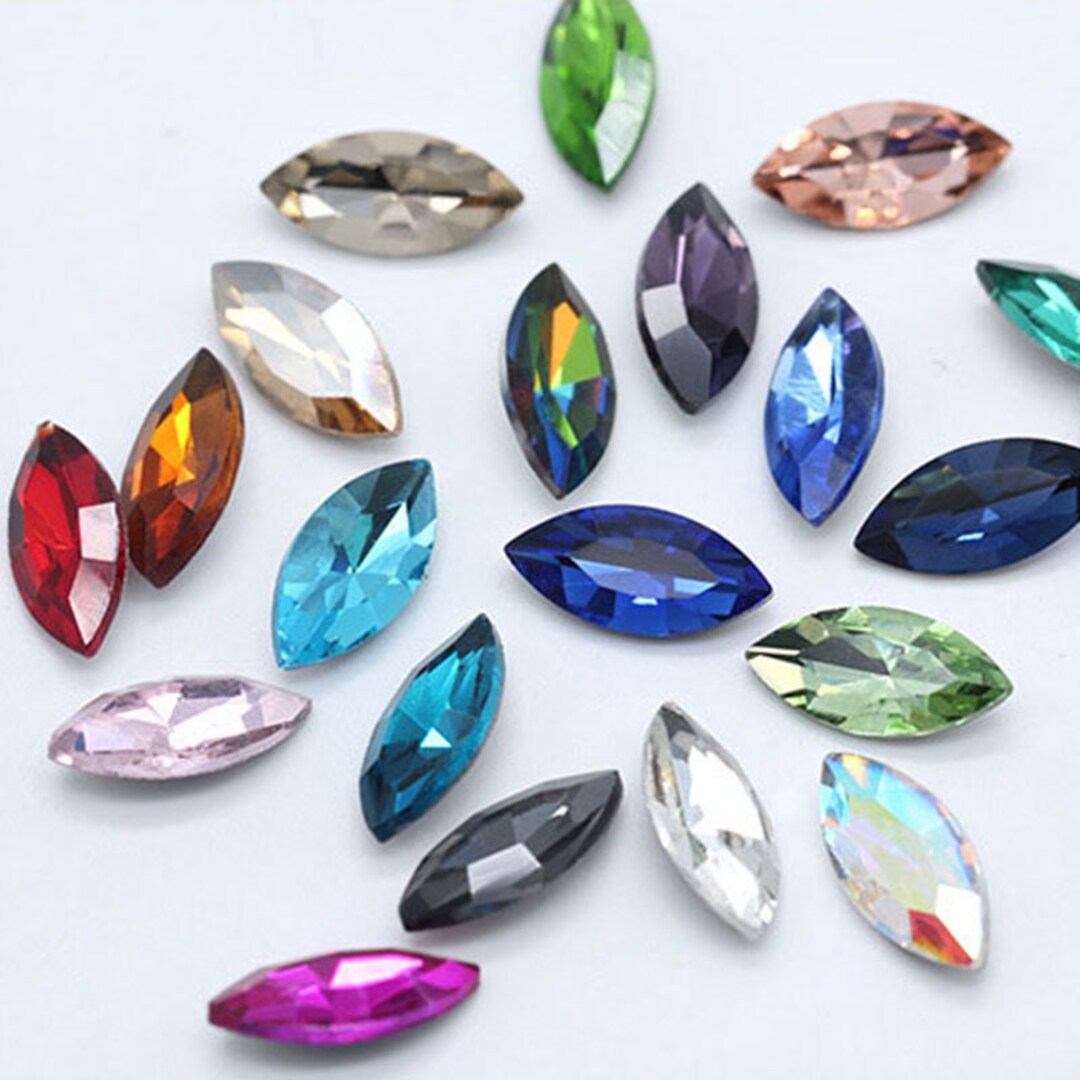 Navette 7x15mm,5x10mm Pointed Back Crystals Marquise Rhinestone Glass ...