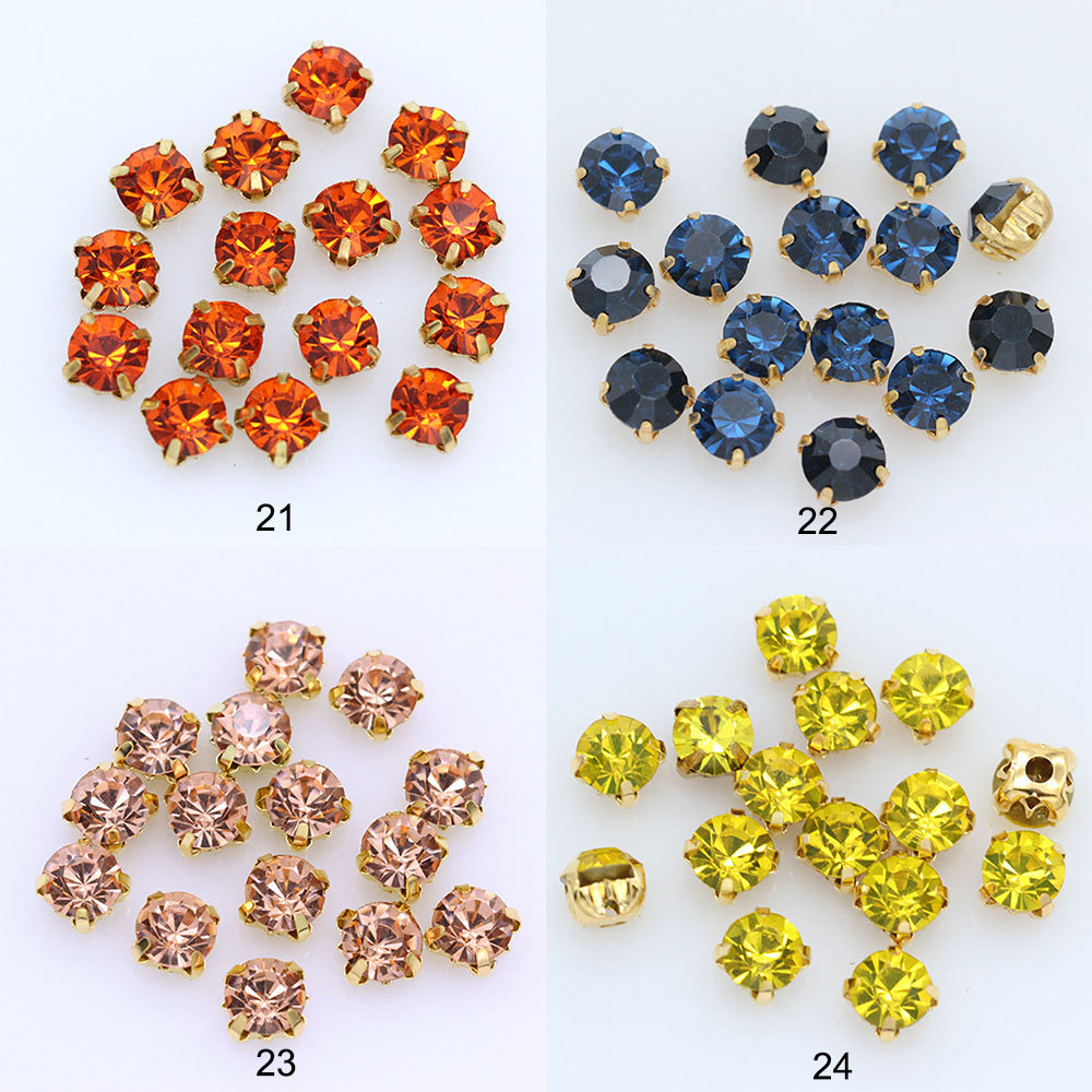 4mm Sew on Rhinestones: Gold Setting Crystal Chatons - 100pcs - Etsy