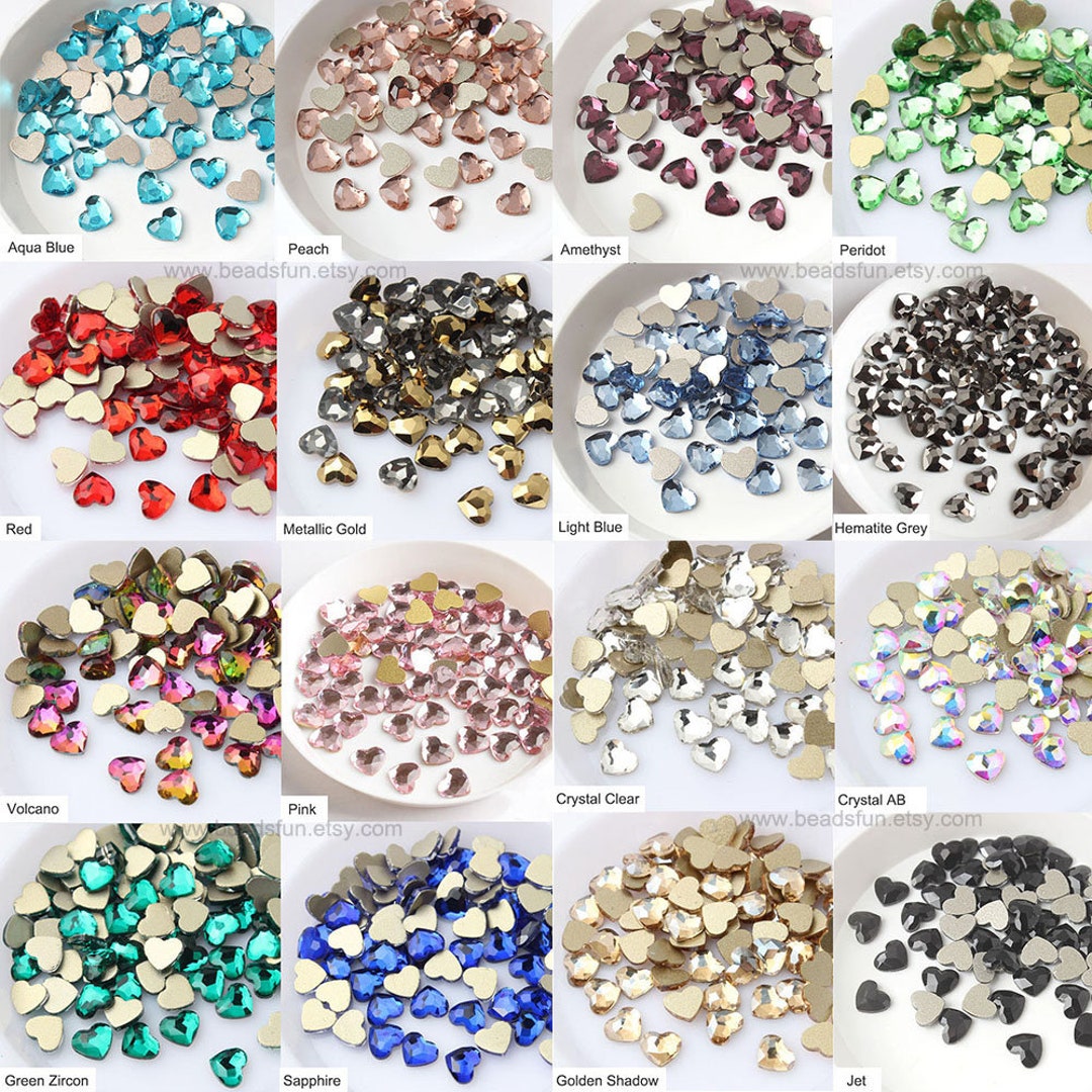 3mm Heart Shape Flatback Rhinestone Nail Art Glass Crystal - Etsy