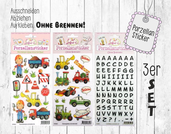 Porzellansticker 3er Set je 1 Bogen Schrift Schwarz - Etsy.de