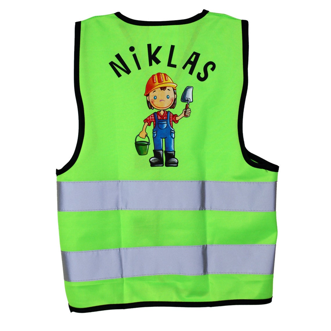 Safety Vest Child in Signal Green With Desired Name, Construction ...
