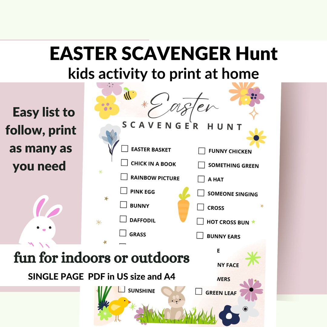 Easter SCAVENGER Hunt for Kids. Easy Easter Bunny Kids Activity ...
