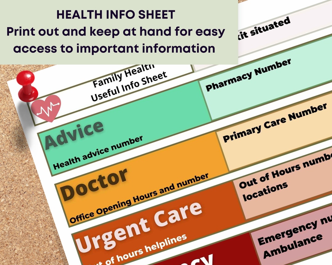 Health Information Sheet for Elderly or Carers.write in Useful Contact ...