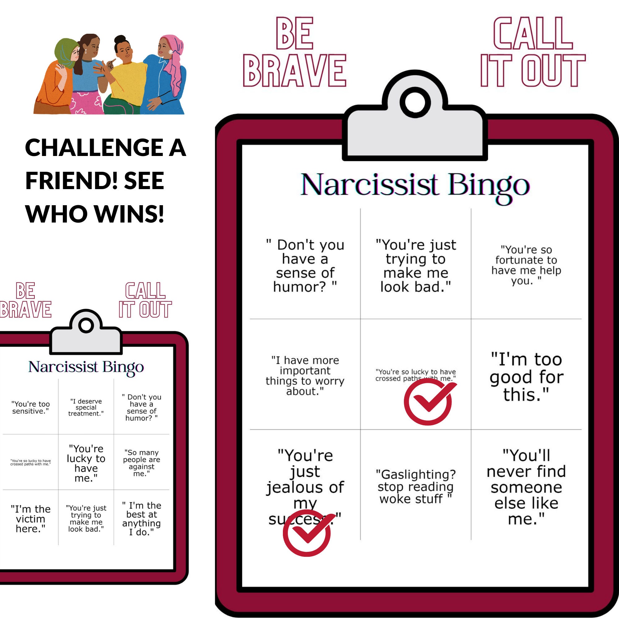 Narcissist Recovery Self Help Bingo Game. Spot Toxic Phrases and Red ...