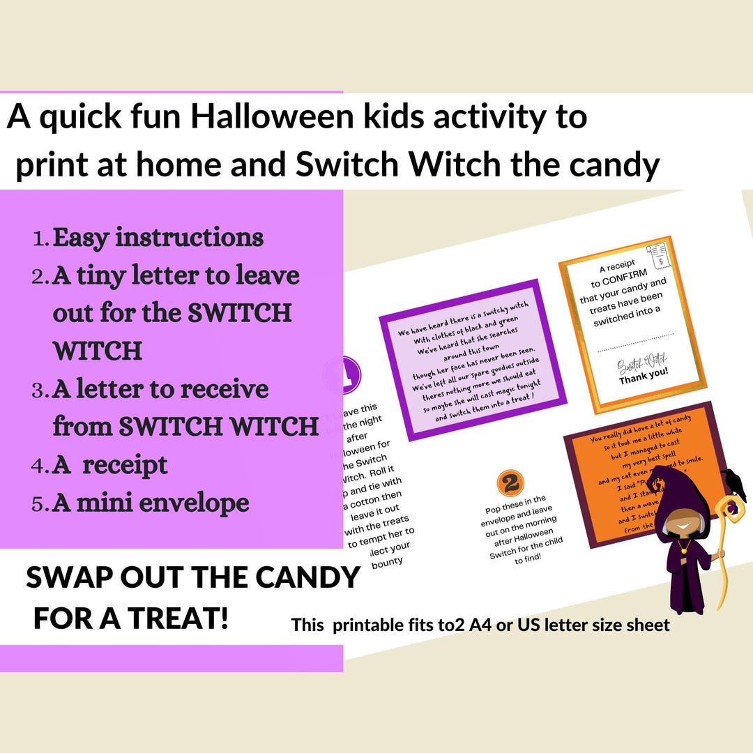 Switch Witch Halloween Activity Kit: Poem, Letter, Receipt (PDF ...