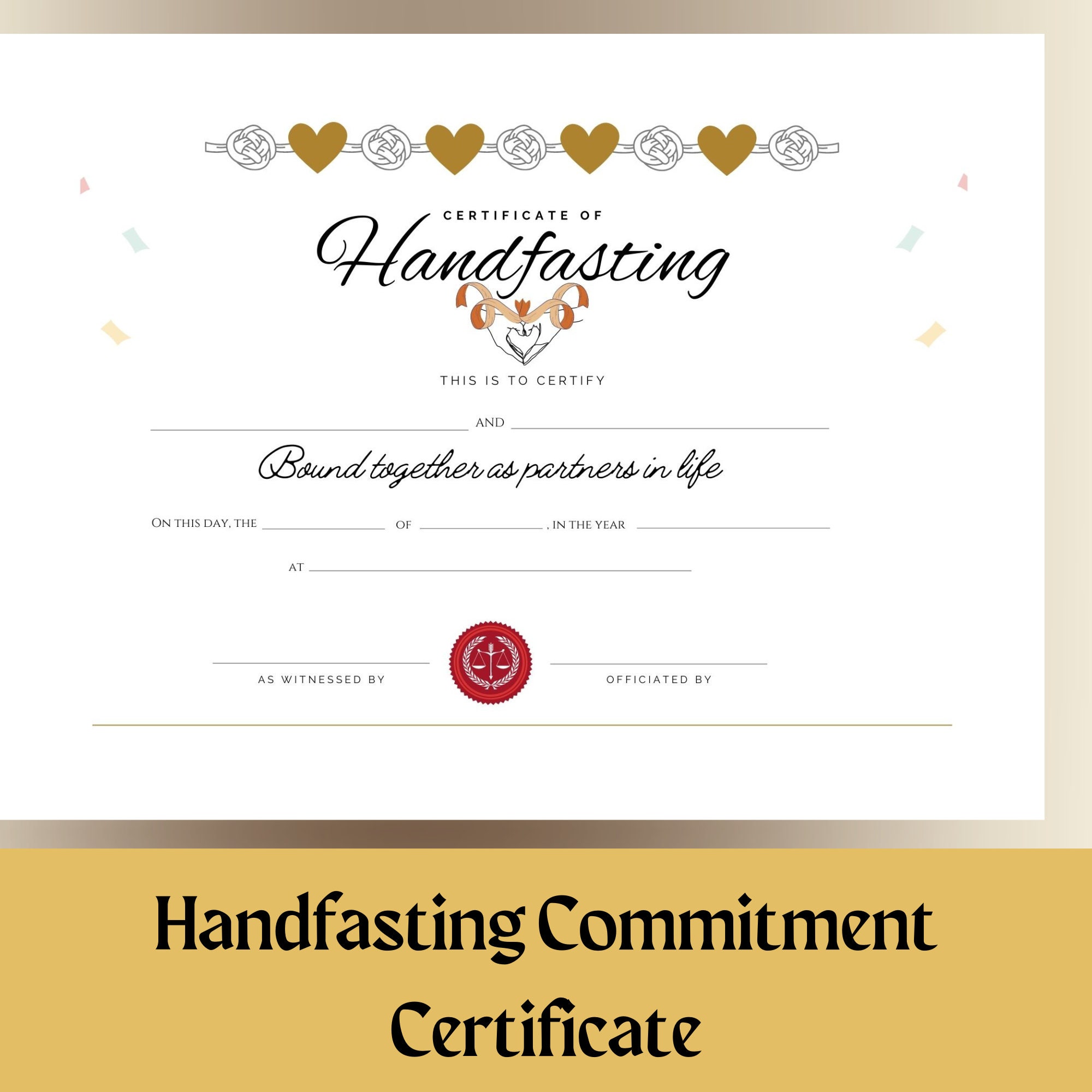 Handfasting Certificate of Commitment: DIY Wedding Keepsake PDF ...