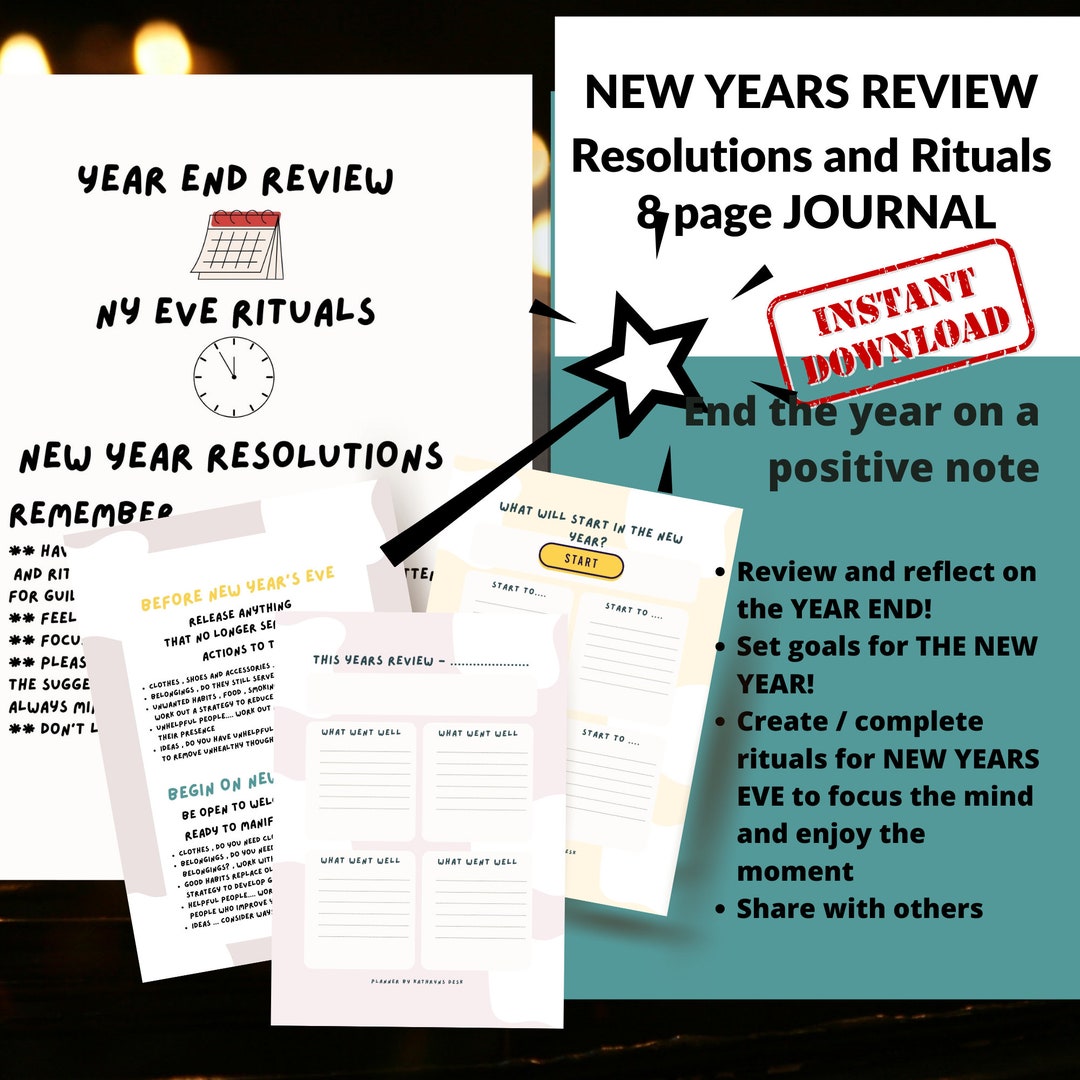 New Years Rituals,review and Resolutions Journal in A5 A4 and US Letter ...