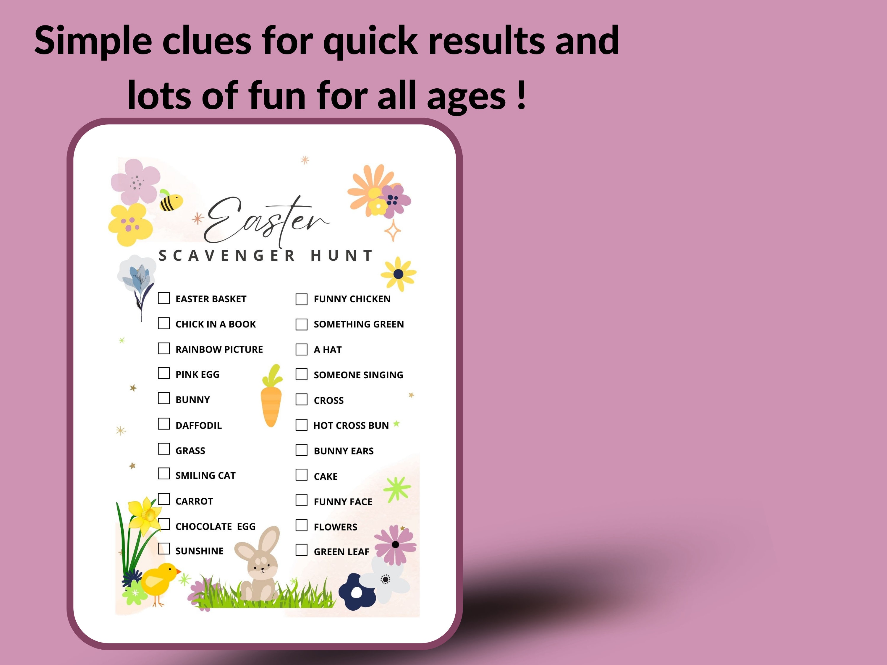 Easter SCAVENGER Hunt for Kids. Easy Easter Bunny Kids Activity ...